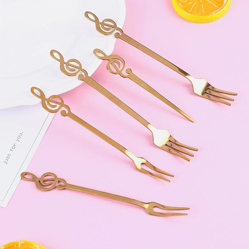 Cheap 5Pcs Musical Note Fruit Forks Stainless Steel Two/Three Tooth ...