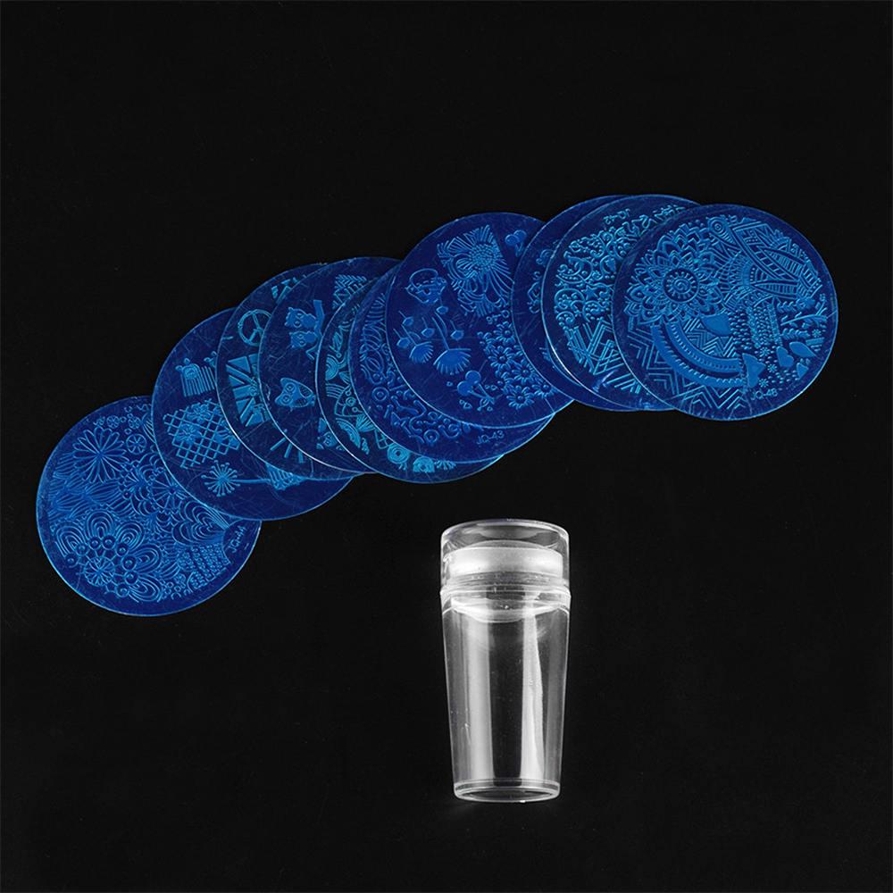Buy 10pc Geometry Round Nail Stamping Plate Silicone Nail Art Beater ...