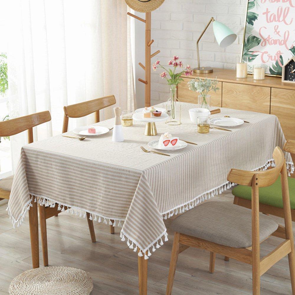 Buy KKII Striped Tassel Tablecloth Simple Table Desk Rectangular Cover ...