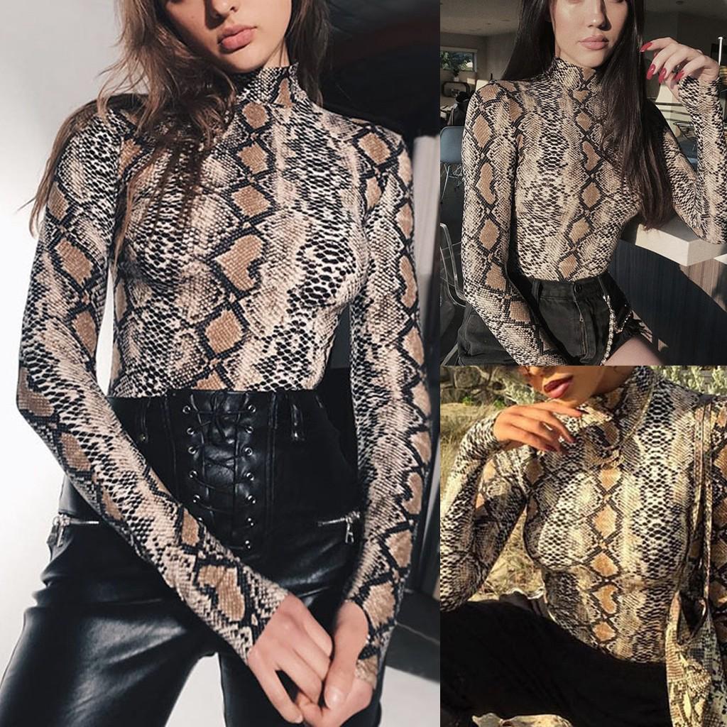 Buy New Women Sexy Snake Print Lingerie Underwear Long Sleeve Bodysuit ...