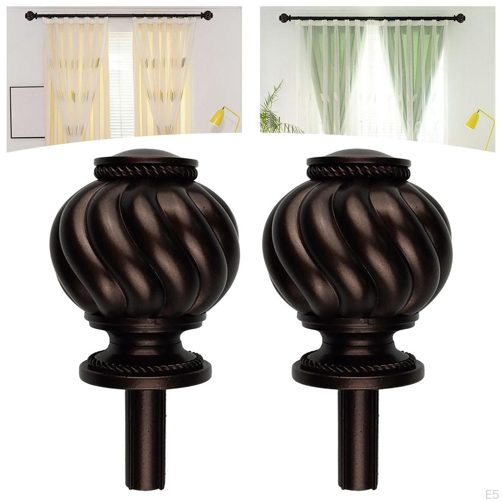 Buy 1 Pair Curtain Decorative Pole/Rod Finials Ends Heads Caps Rod Kits ...