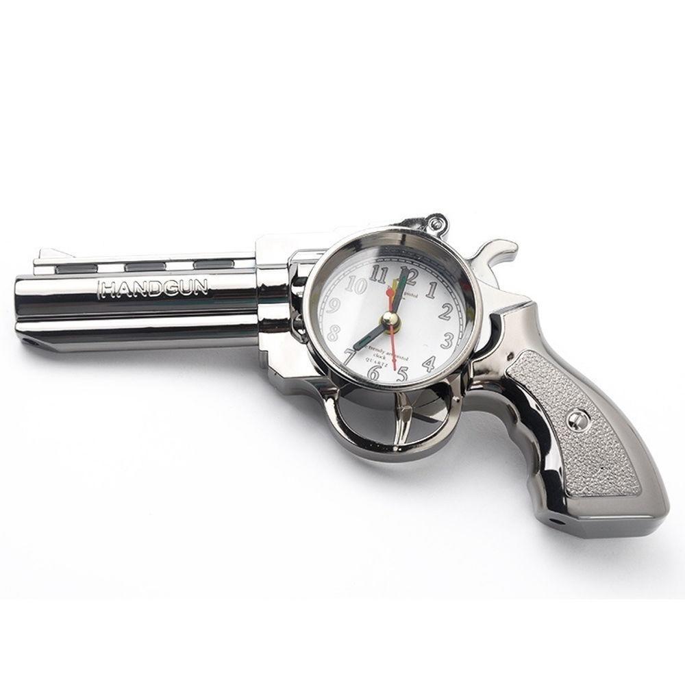 Buy Retro Revolver Analog Quartz Alarm Clock Pistol Model Gun Shape ...