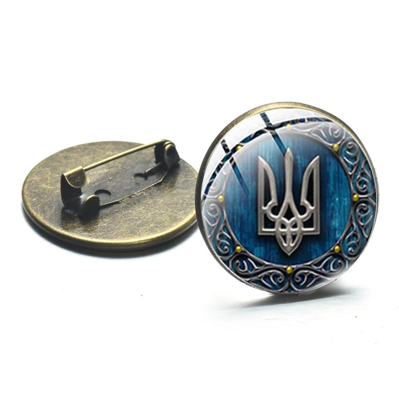 Buy Tryzub Ukraine Badge Brooch Ukrainian Symbol Rune Pattern Glass ...