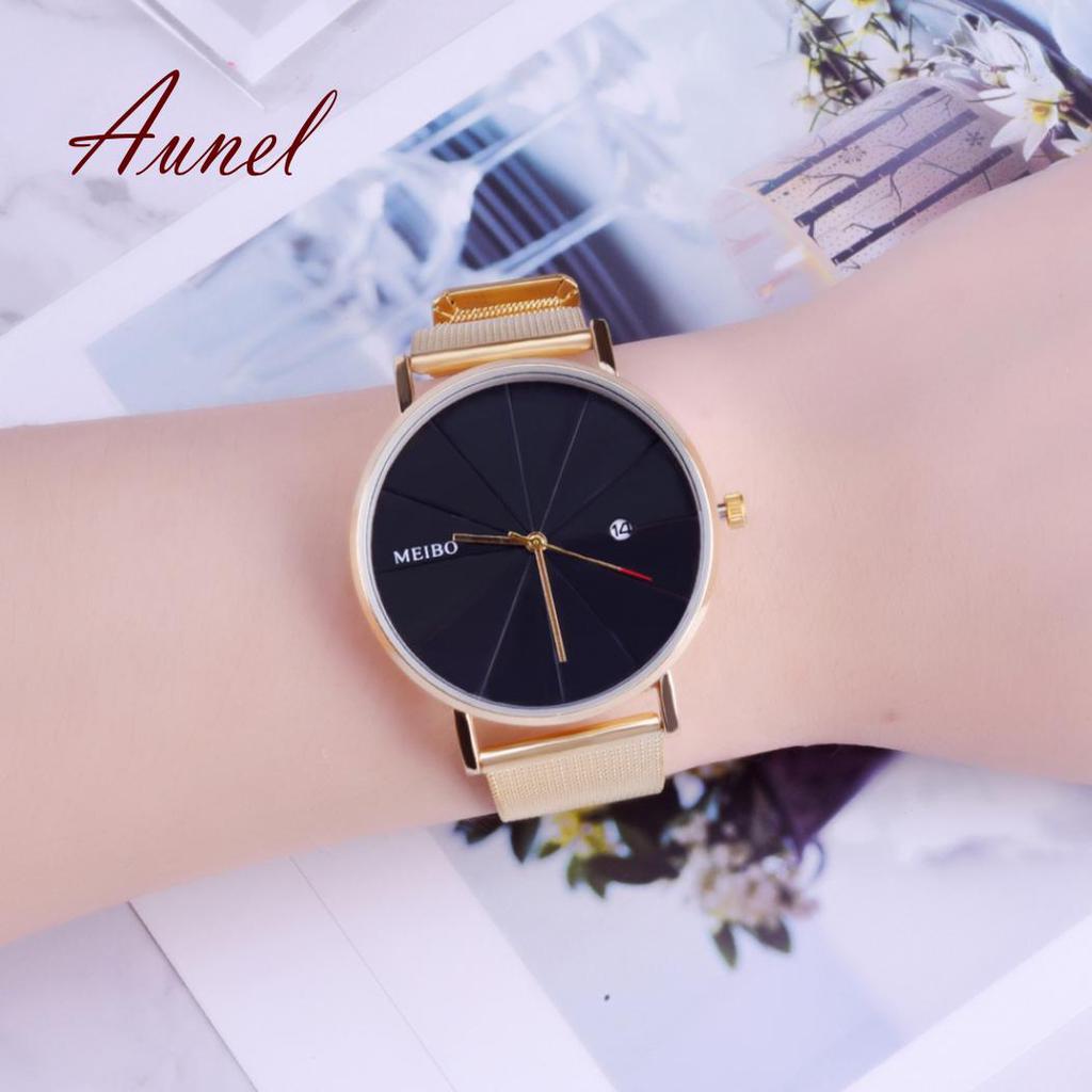 Buy Fantastic Minimalism No Numbers Round Dial Calendar Mesh Band ...