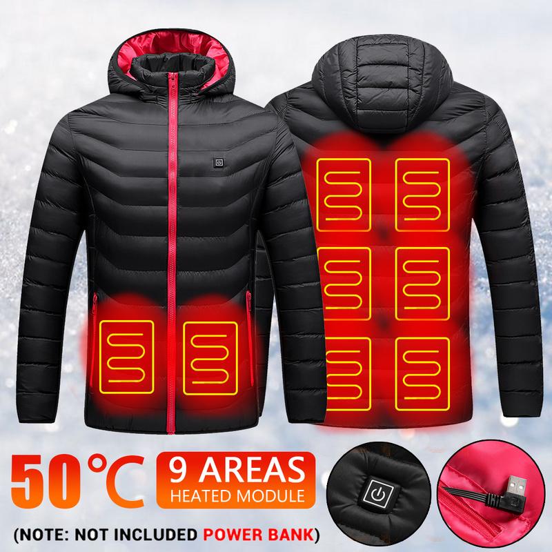 Buy 9 Areas Women Electric Warmer Coat Heated Cloth Jacket USB Warm Up ...