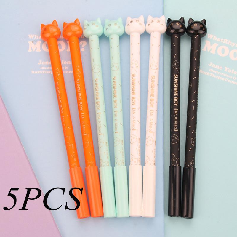 Cute Kawaii Black Ink Cat Gel Pen Cartoon Plastic Pens for Writing ...