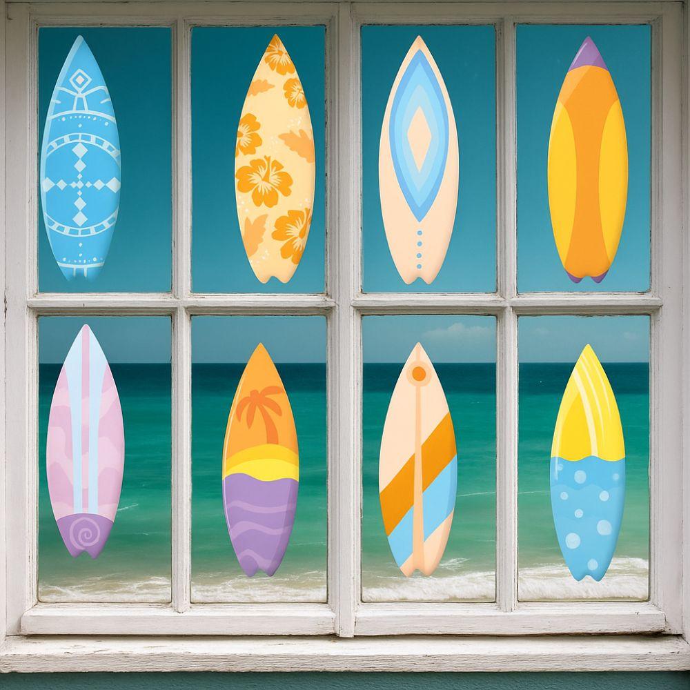 60pcs Summer Theme Hawaiian Surfboard Stickers Waterproof Colorful Mini ...