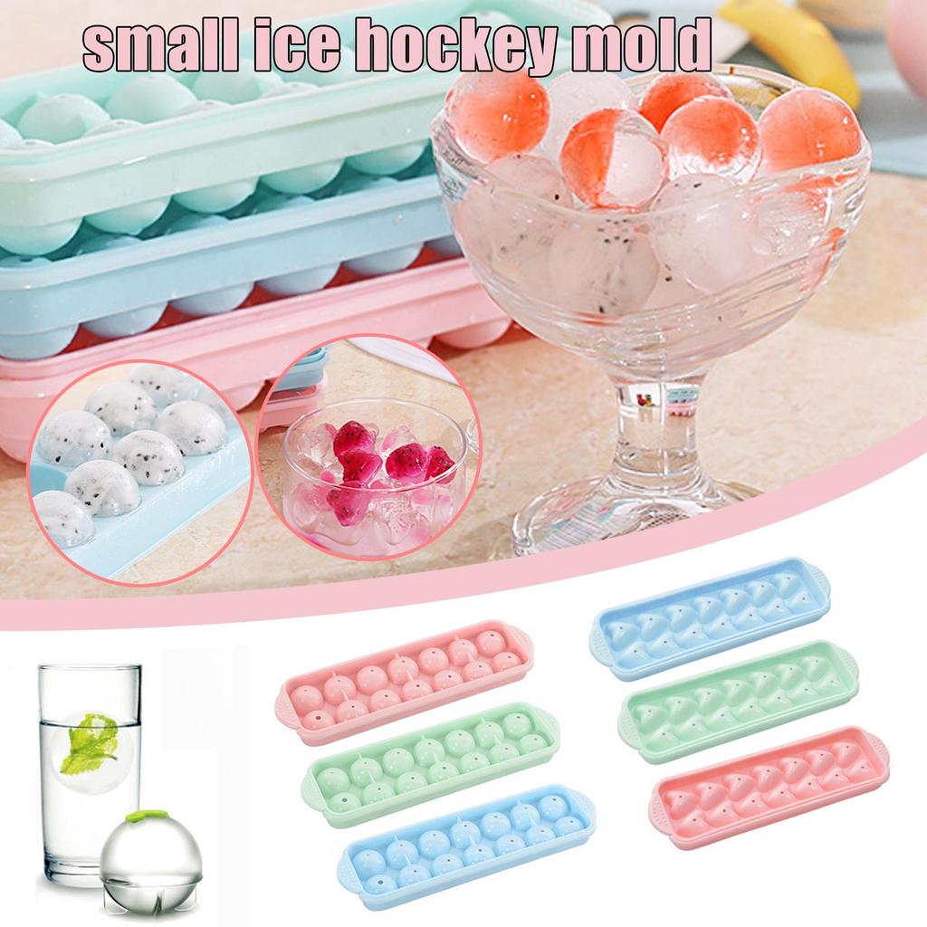 Cheap Plastic Molds Ice Tray 14 Grid 3D Round Ice Molds Home Round Use ...
