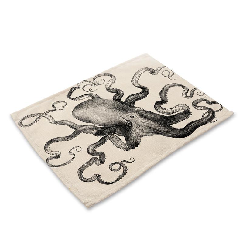 Sea Life Octopus Pattern Cup Pads Heat Insulation Placemat Anti-slip ...