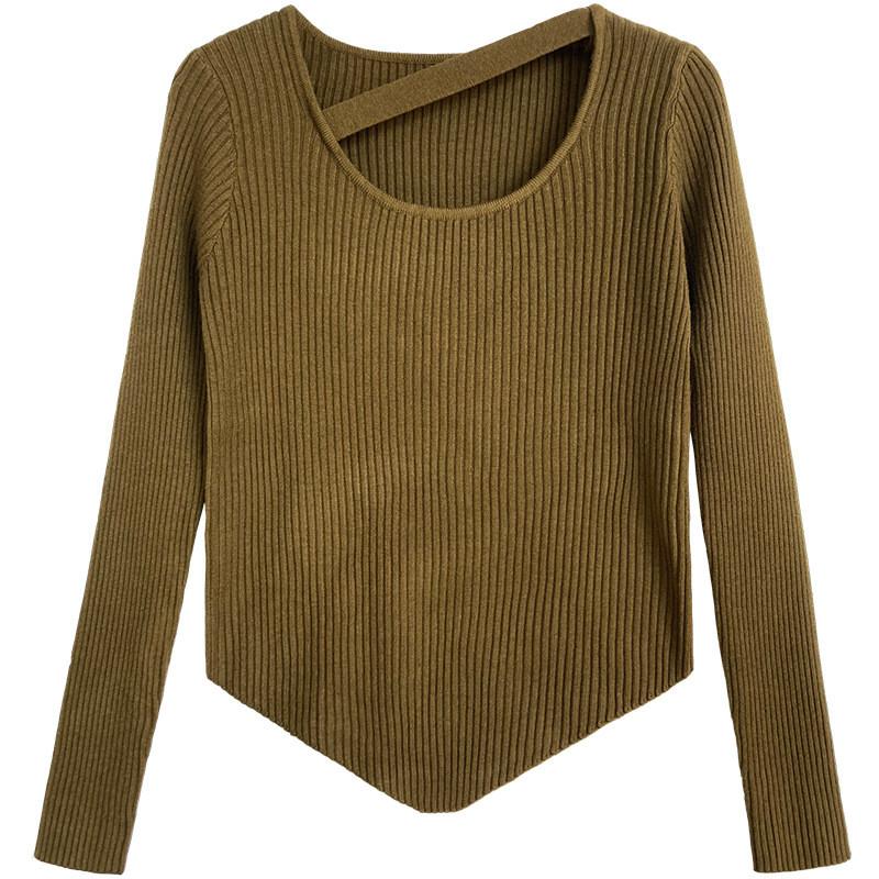 Buy Autumn Winter Basic Round Neck Knitting Bottoming Warm Sweaters Women's Pullovers Solid ...