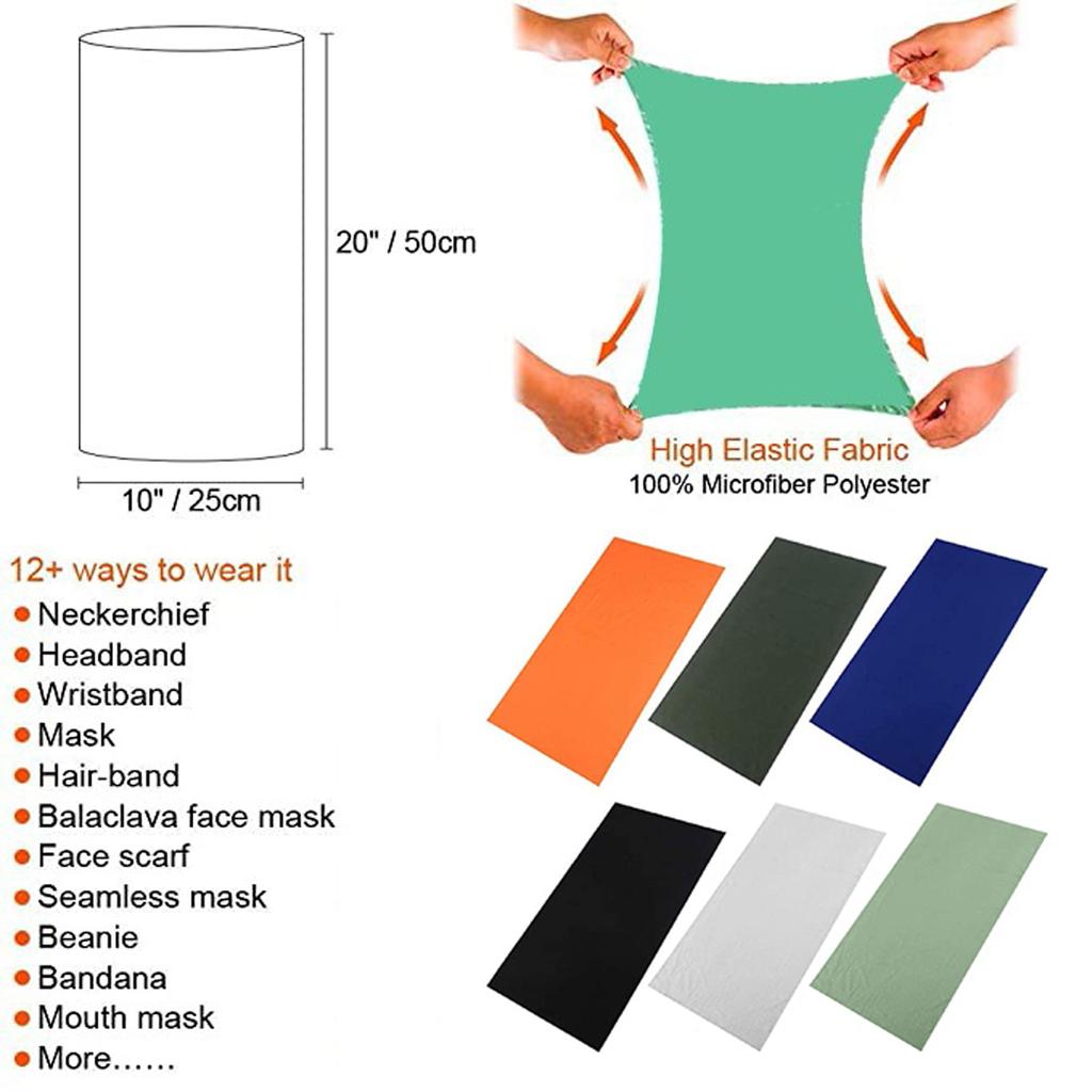 Buy 6PC Unisex Seamless Bandana Rave Headband Scarf Headwrap Neckwarmer ...