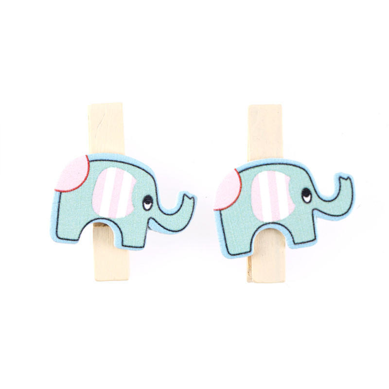 Buy 8Pcs Mixed Colorful Elephant Wood Clips P O Paper Pegs Clothespin ...