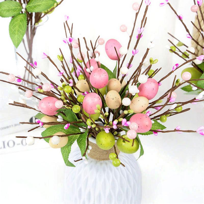 Easter Artificial Egg Flower Foam Egg Tree Branch Fake Plant Room Table ...