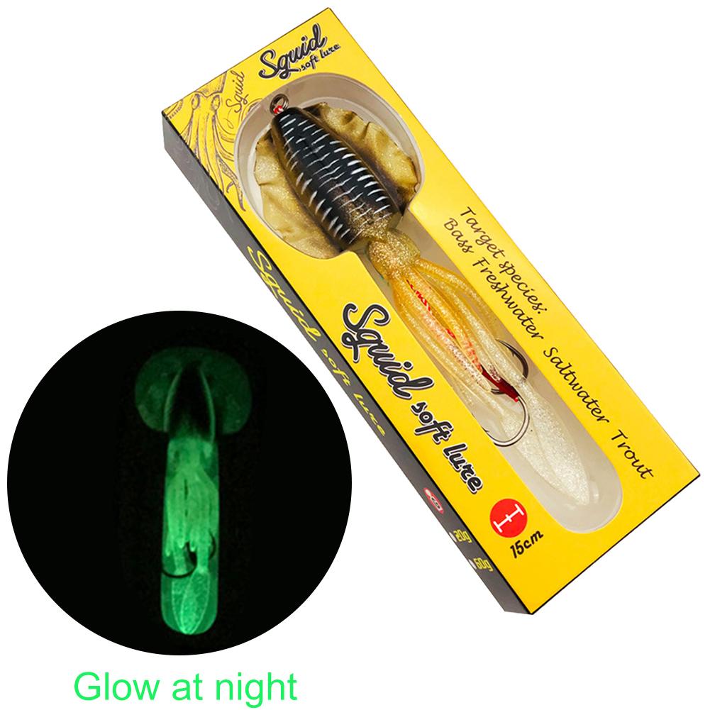 Buy UV Luminous Bionic Squid Fishing Lures 60g 15cm Fake Soft Bait ...