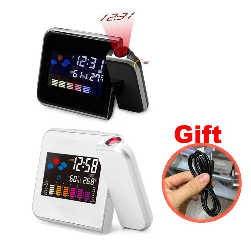 Temperature Hygrometer Desk LED Time Projector Calendar Creative Color ...