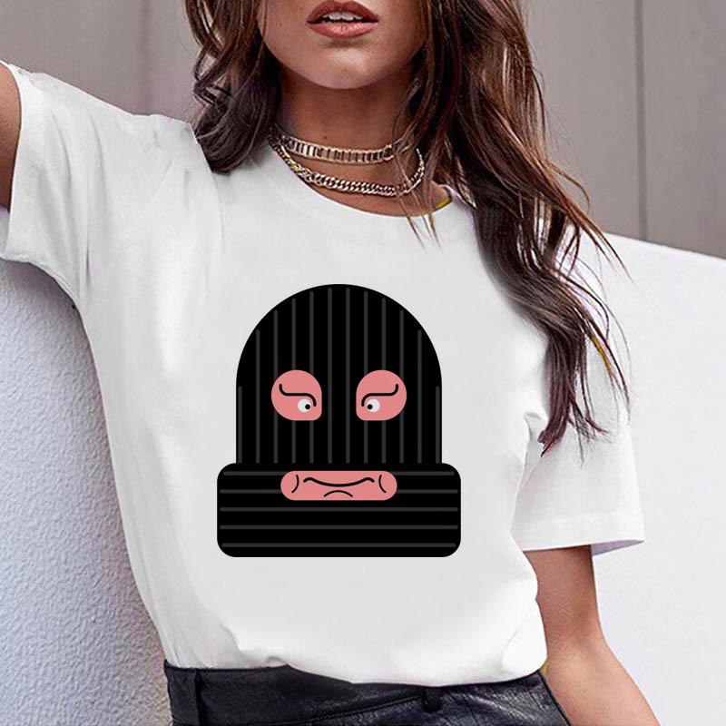 Buy Women White Top Robber Face Rogue Head Burglar Hat Thie T Shirt at ...