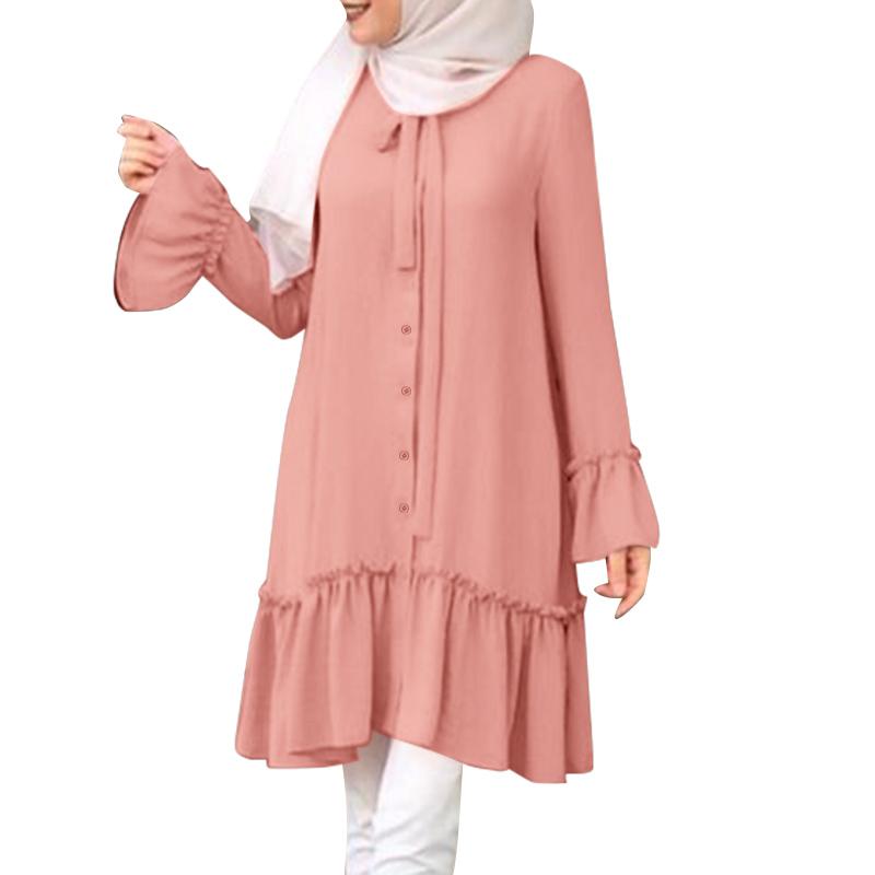 Купить ZANZEA Женская повседневная свободная длинная блузка с круглым ...