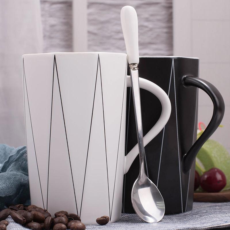 Buy Ceramic Mug Mug With Lid Spoon Men And Women Coffee Cup Household ...