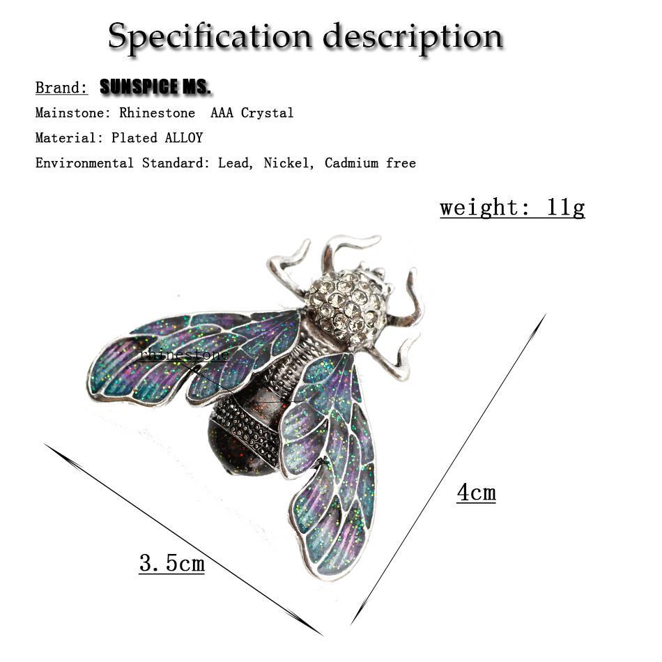 Vivid Women Glowworm Brooch Sequins Wing Insect Brooches Antique Silver ...