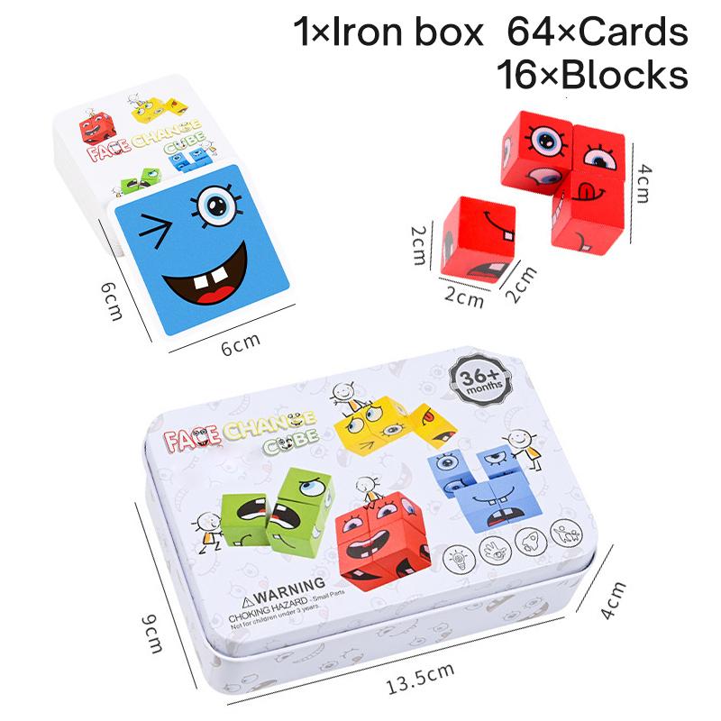 Cheap Kids Face Change Cube Game Montessori Expression Puzzle Building ...