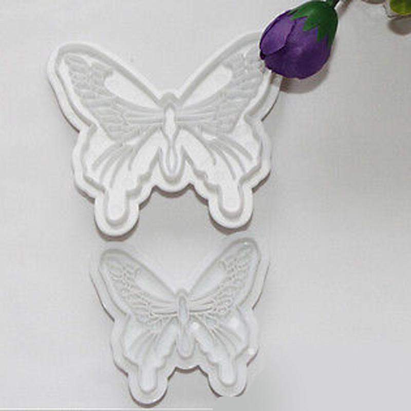 Buy PDTO 2pcs Butterfly Shaped Cake Plunger Cutter Fondant Mold Cookies ...