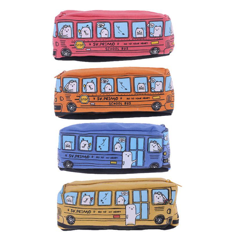 Students School Bus Pencil Case Office Stationery Organizer Pouch Car ...