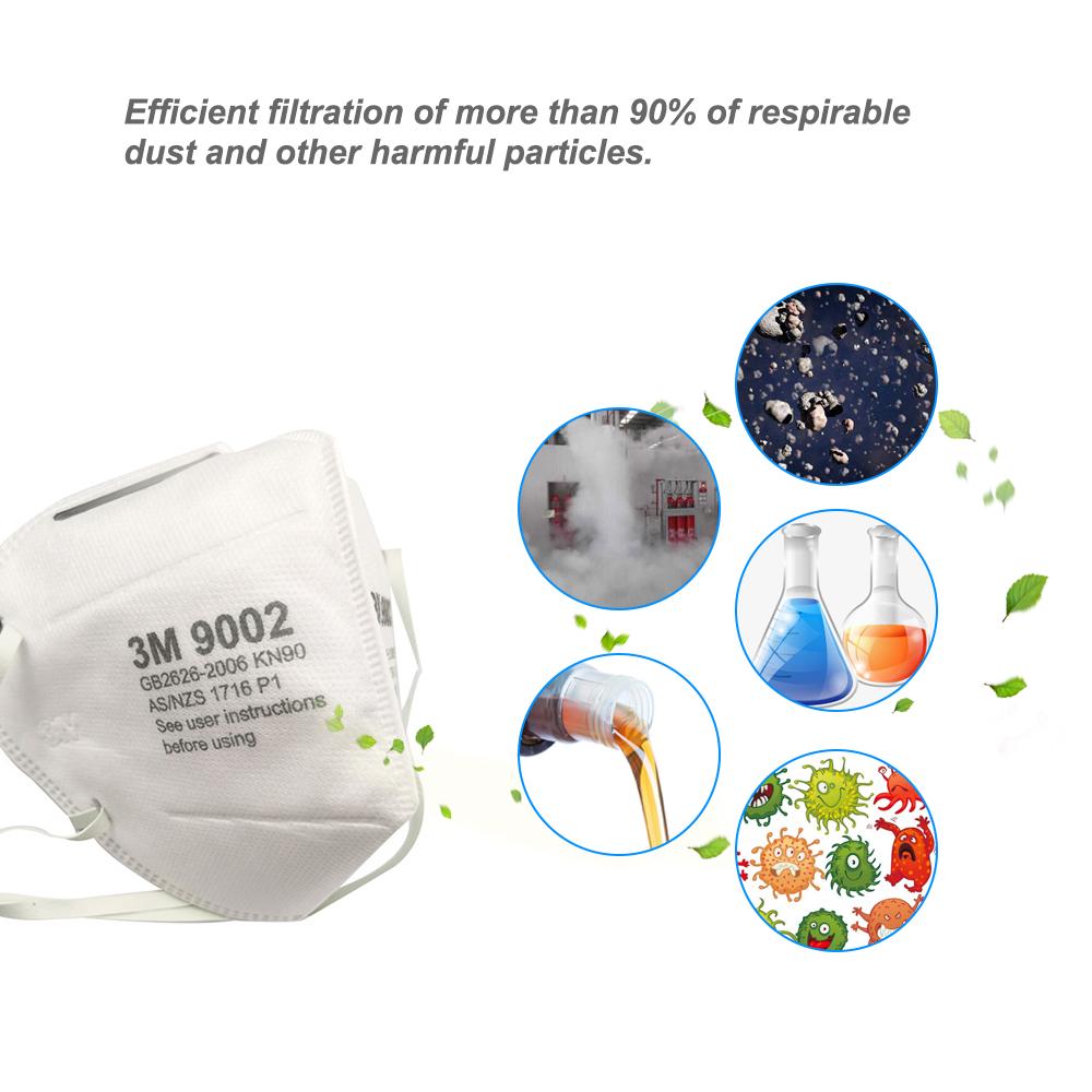 50pcs/lot 3M 9002 Dust Mask PM2.5 Anti-fog Safety Masks Anti Influenza KN90 Particulate ...