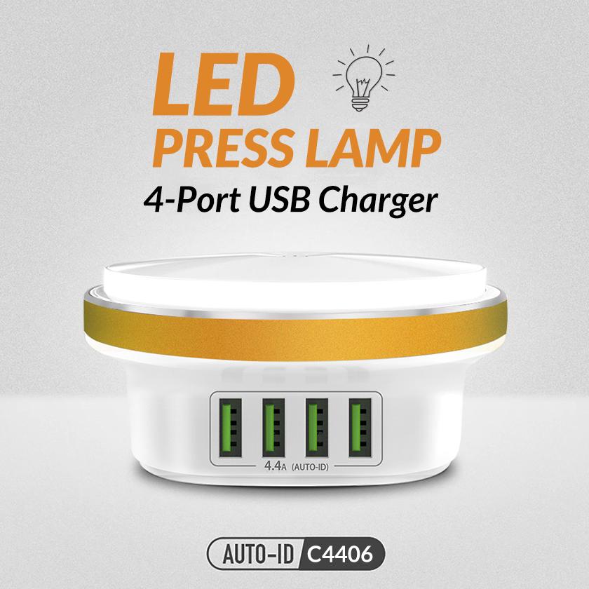 Buy 4 Port USB Charger Dimmable Smart LED Desk Lamp Desktop Charging ...