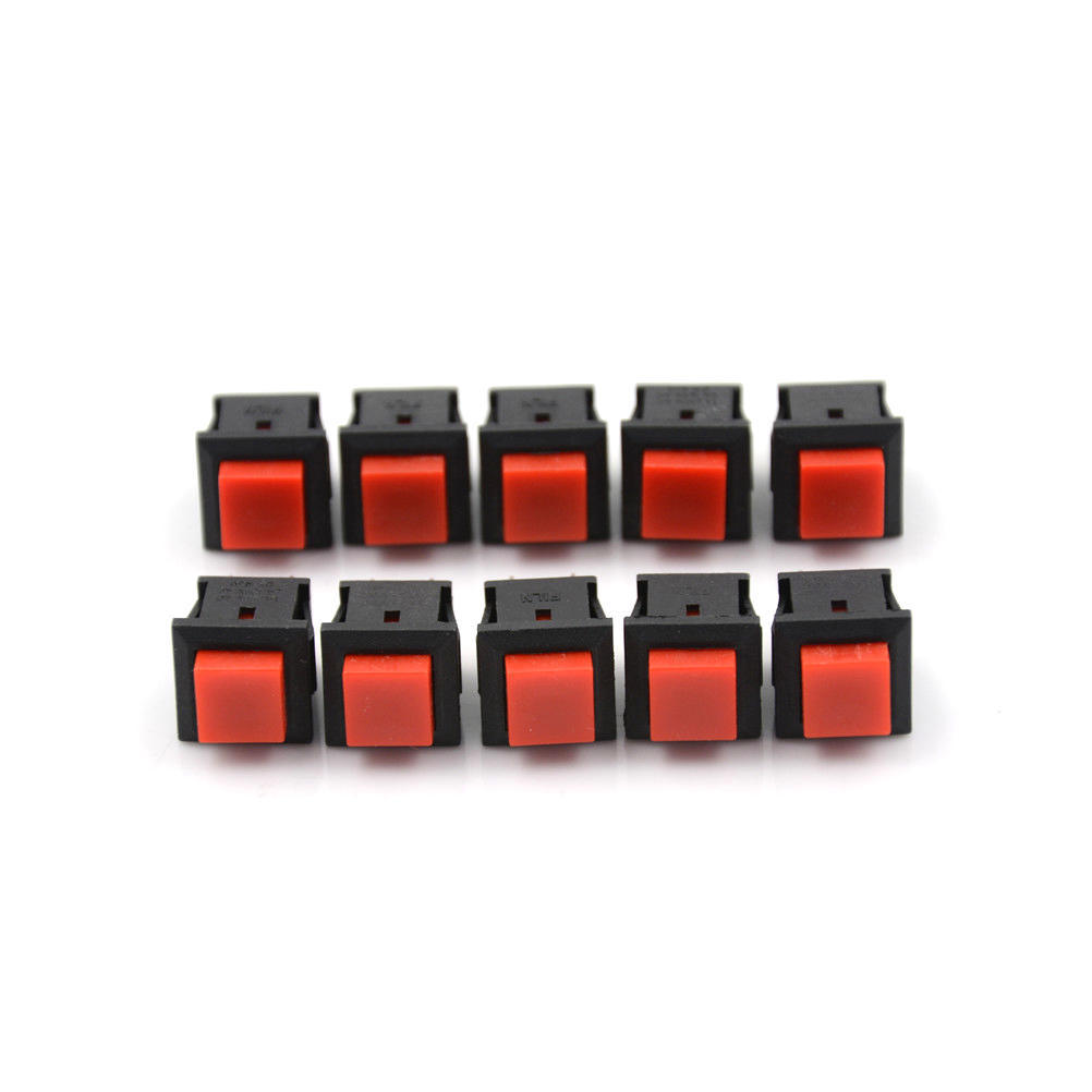 Buy 10Pcs Red Square SPST NonLocking Reset/Self-Locking Push Button ...