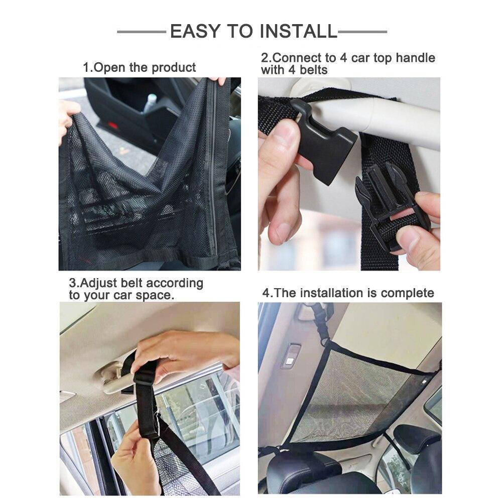 Buy 2 Styles! Portable Car Ceiling Storage Net Pocket Universal Car ...