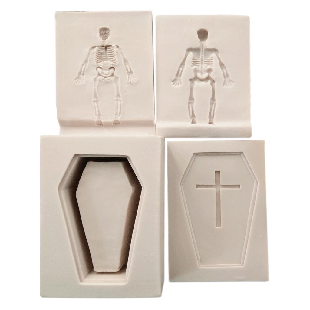 4pcs Halloween Coffin Skeleton Silicone Mold Fondant Mould DIY Cake ...