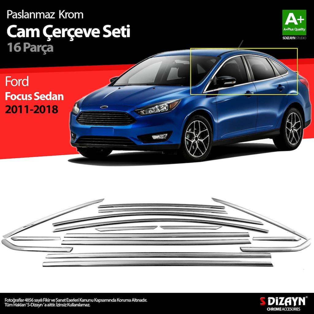 Buy S-Dizayn Ford Focus 3 SD Chrome Glass Frame 16 Pcs 2011-2018 at ...