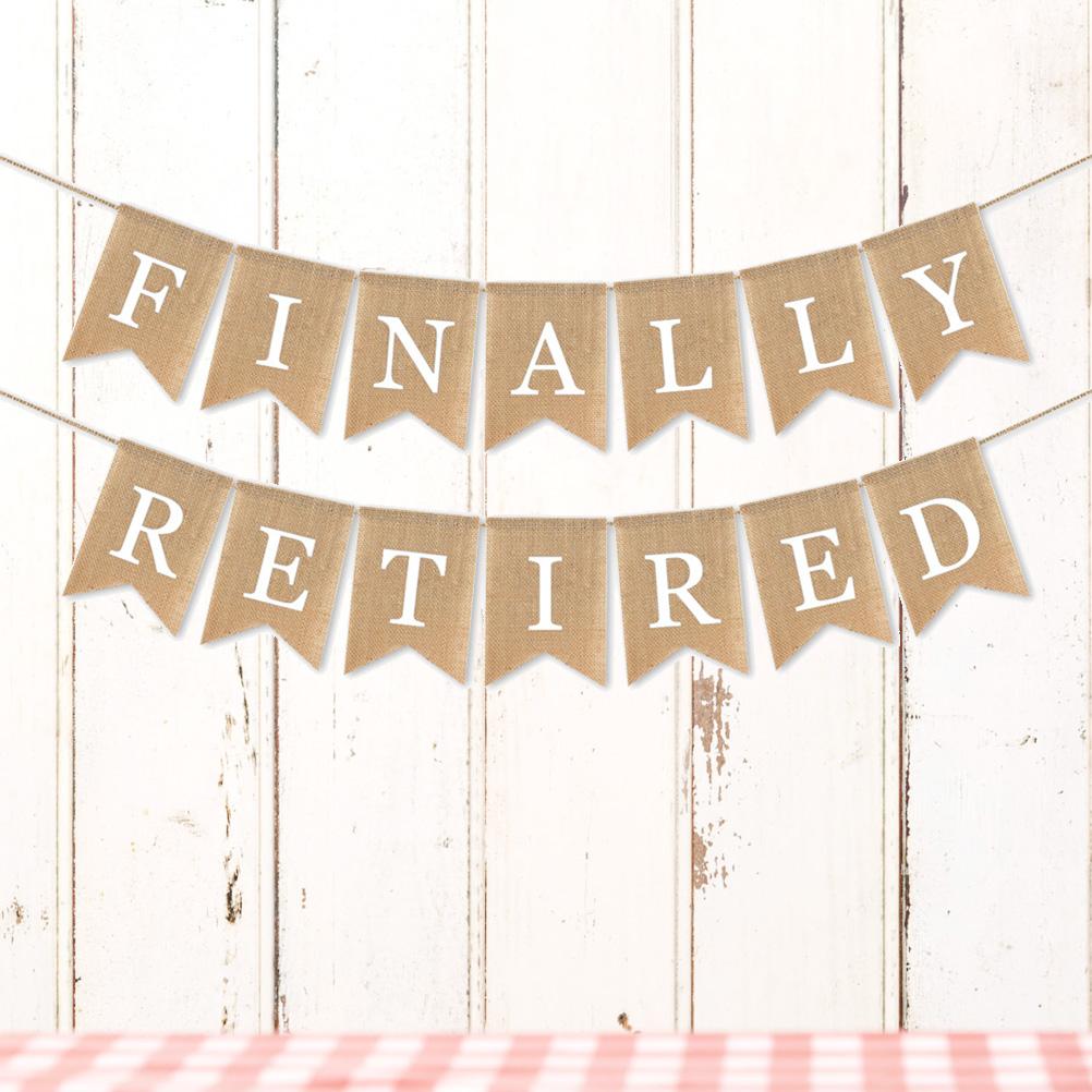 Buy 2pcs In 1 Set FINALLY RETIRED Letter Printing Bunting Retirement ...