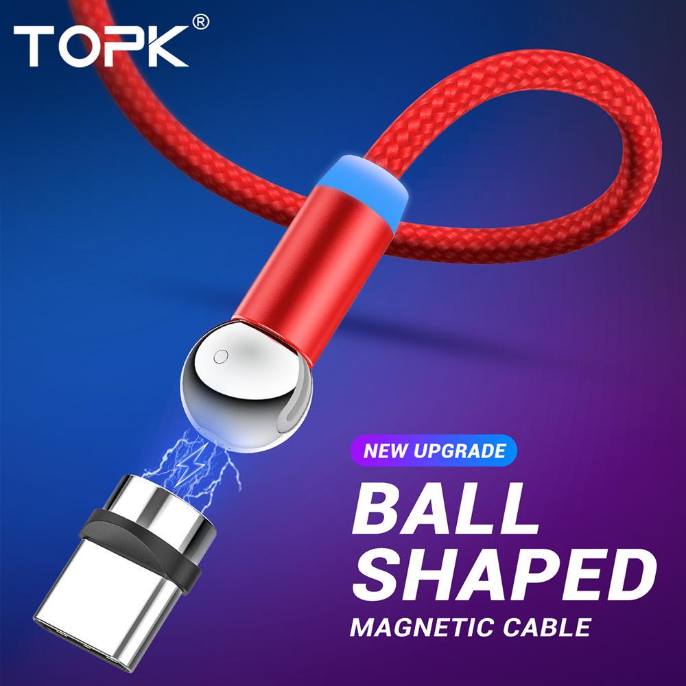 TOPK 360 Degree Rotate Magnetic USB Type C Cable for Samsung S9 S8 ...