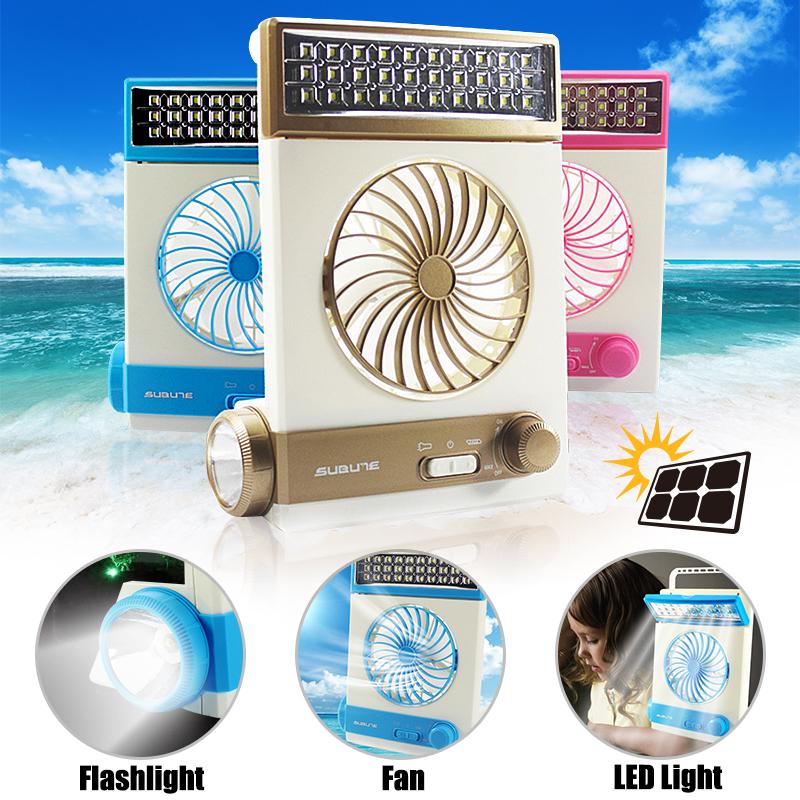 Portable 2 In 1 Rechargeable Solar Power Fan Vent Cooling Blower LED ...