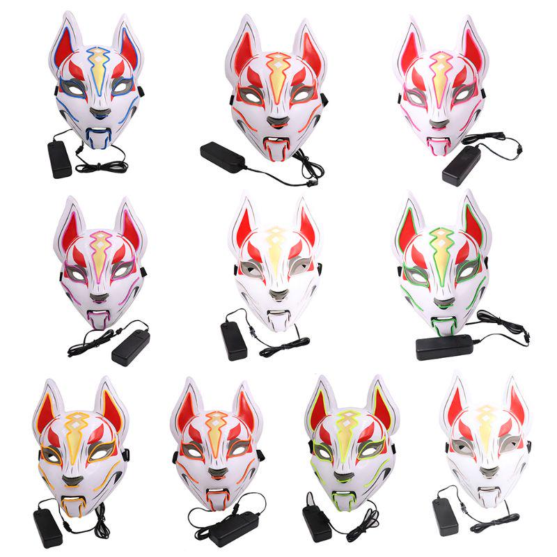 Men Women Halloween Horror Fox Neon Mask EL Wire LED Light Up Cosplay ...