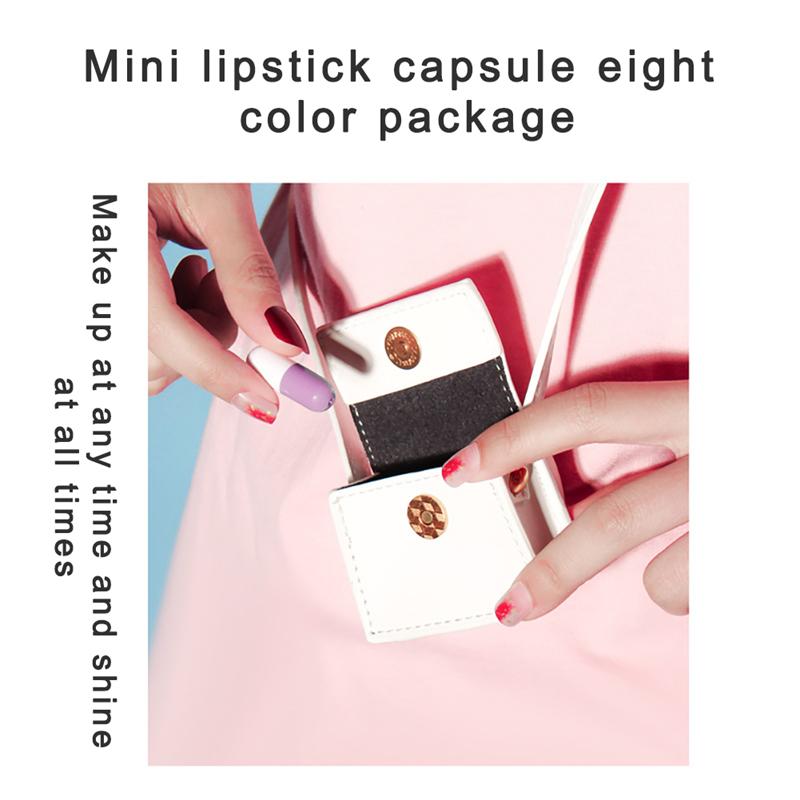 Protable 8 Colors Capsule Lipstick Set Waterproof Non-Stick Cup Matte ...