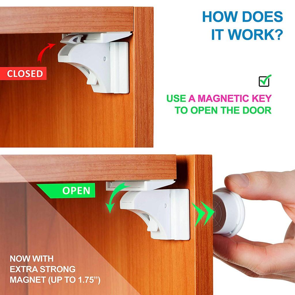 Safety Baby Magnetic Cabinet Locks No Tools Needed 4 1 Keys At ...