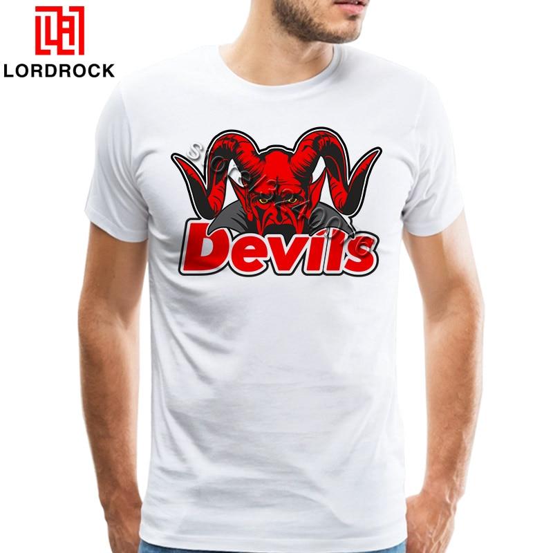Cool Beyaz Kısa Kollu Erkek Gömlek Lucifer Tv Show T Shirt Devil Baskılı Tshirt Yaz Tees uygun ...