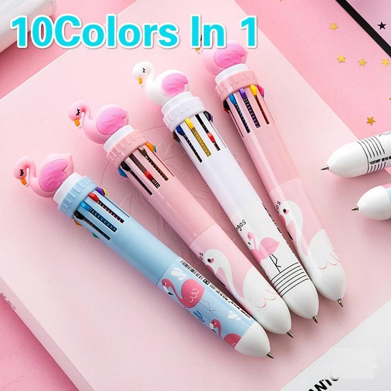 Cheap 1Pc Cartoon Pink Flamingo 10 In 1 Multi-colored Ballpoint Pen ...