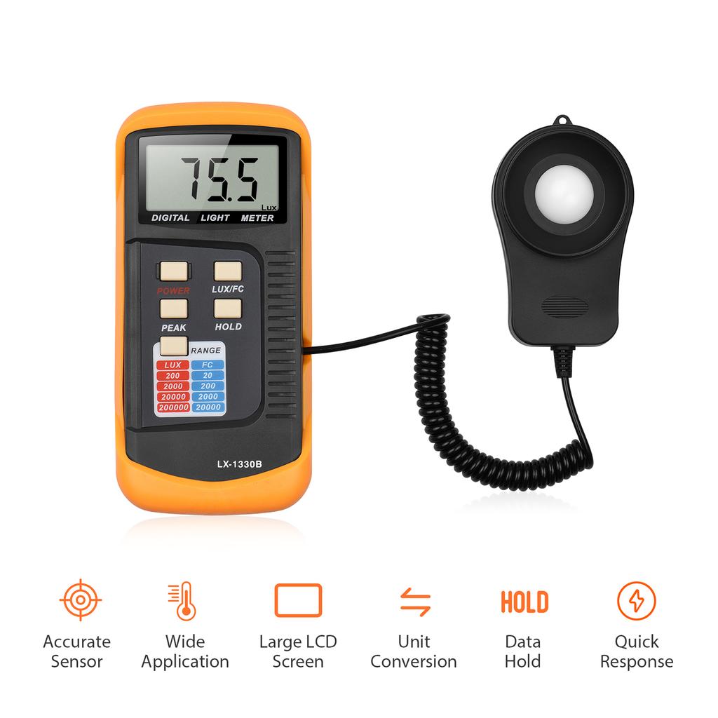 Cheap Digital Illuminance Light Meter Manual Range 200 to 200,000 Lux ...