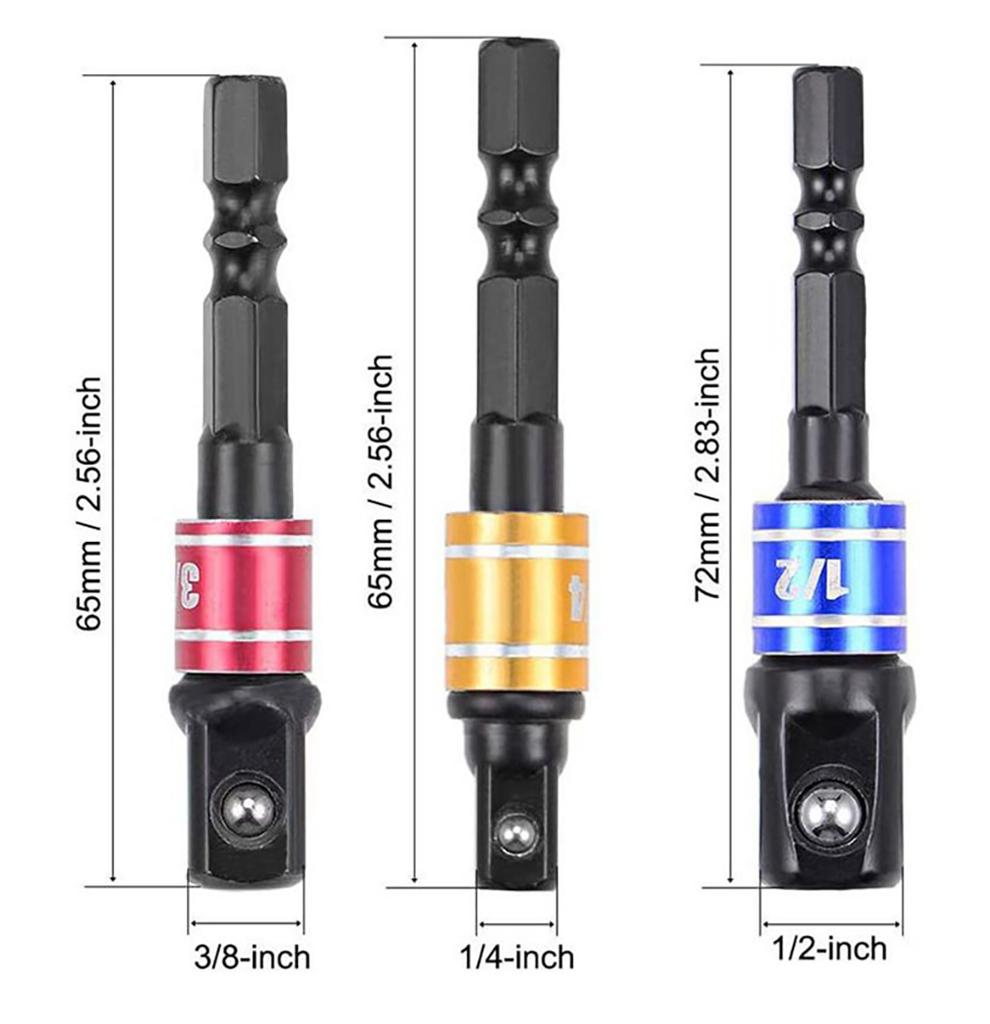 Buy 3pcs/set Drill Bar Socket Adapter Extension Impact Drill Hexagonal ...