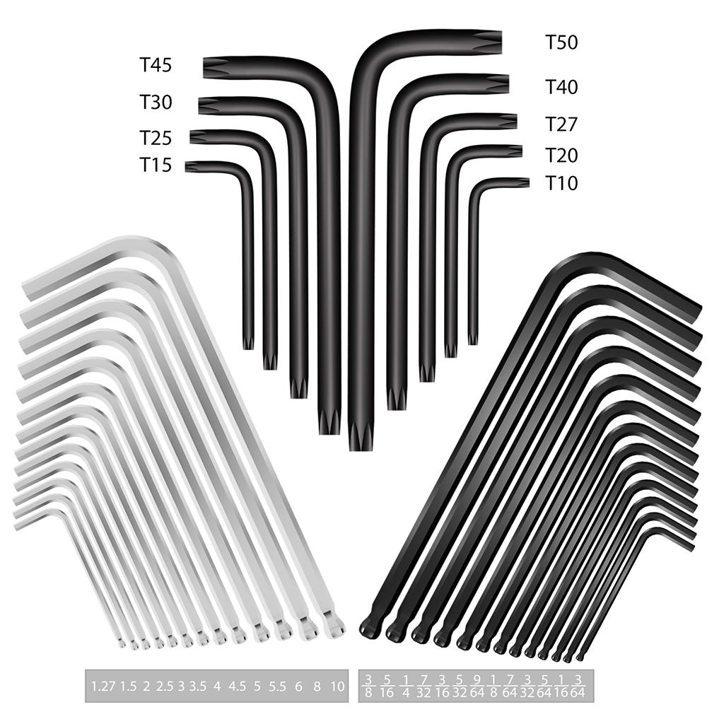 36PCS Allen Wrench Set Long Arm Ball End Hex Key Socket Head Screw ...