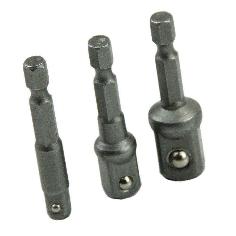 Buy 3*Socket Adapter Hex Shank To 1/4"3/8"1/2" Impact Driver Drill BIt ...