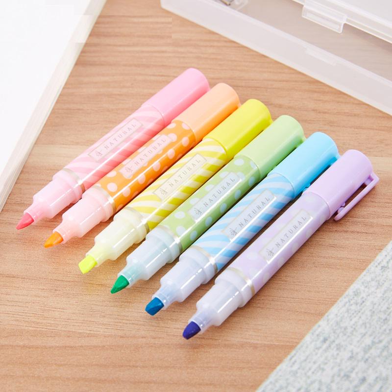 Buy 6pcs Natural color highlighters for school Fluorescent Liner book ...