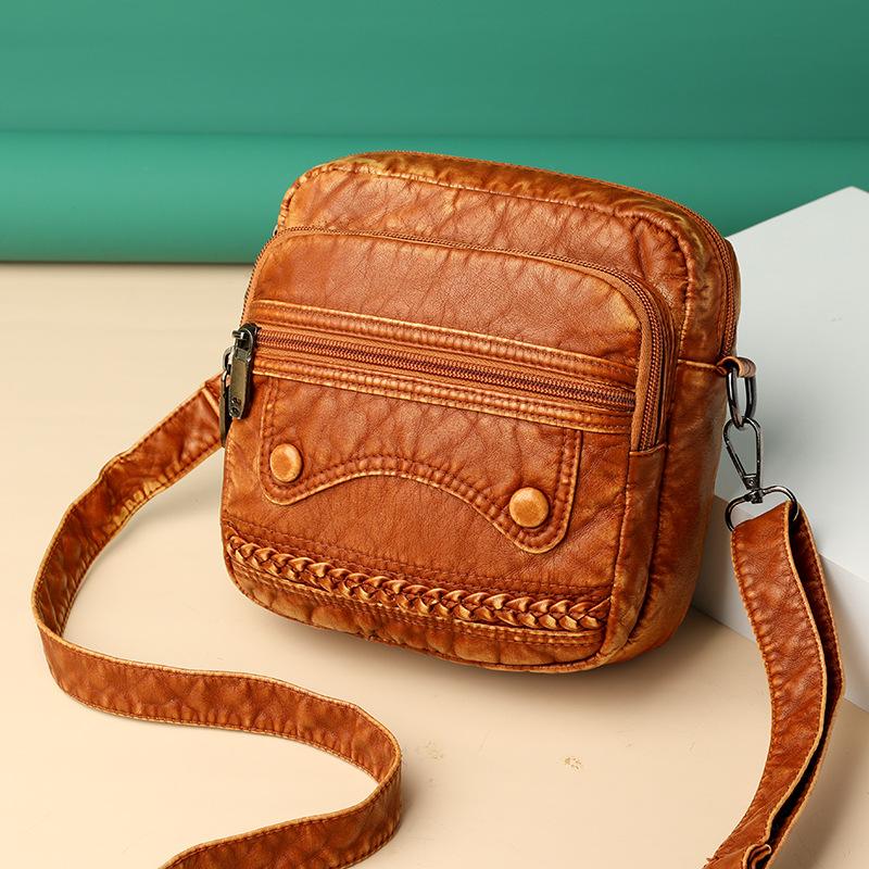 Buy Ladies Small Bag Messenger Bag Retro Style Soft Washed Leather ...