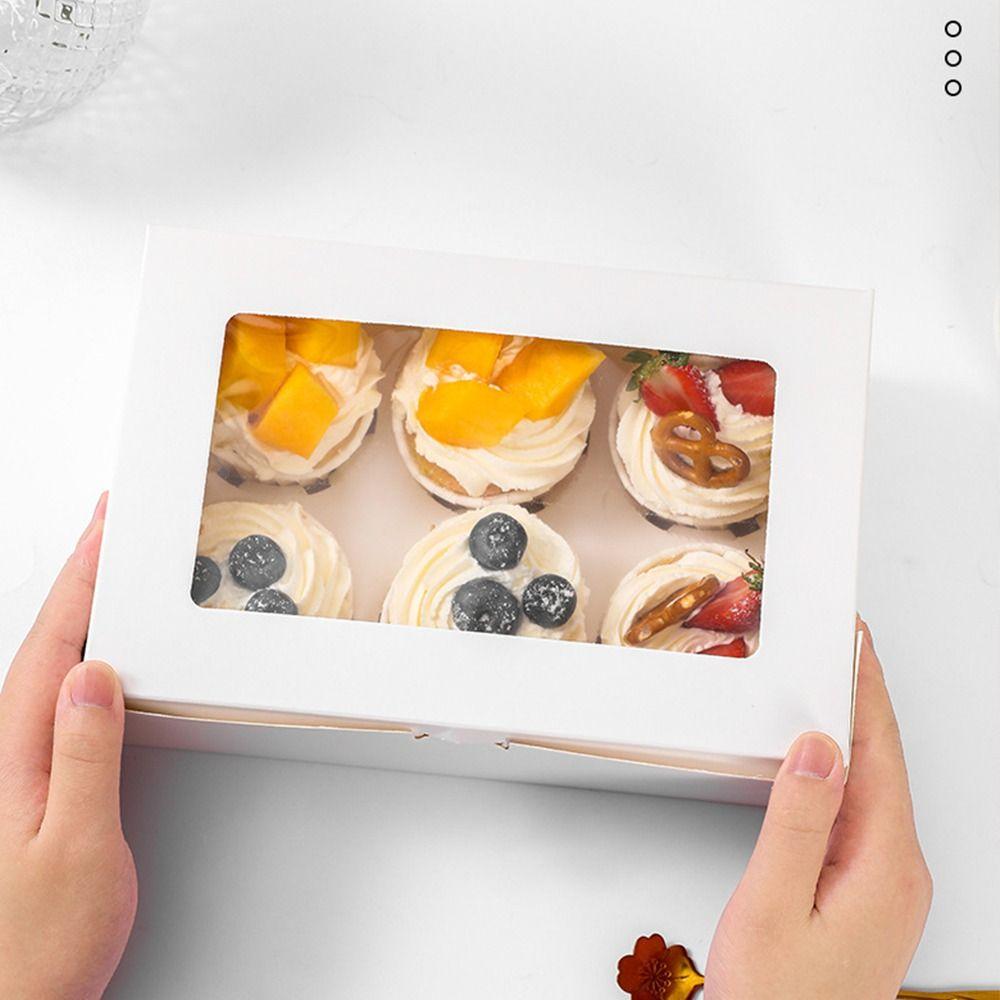 6Pcs with Display Window Cupcake Box White Pastry Box Cupcake Container ...