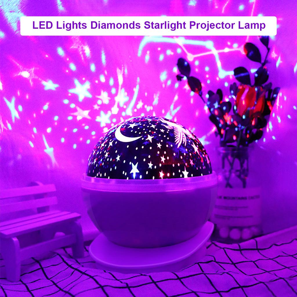 Buy 3 Colors LED Star Projector Lamp 360 Degree Romantic Rotating Night ...