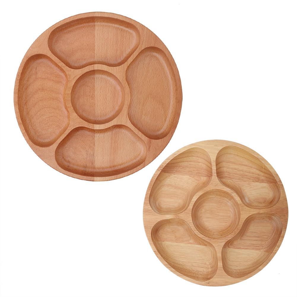Buy Food Divided Plate Sub-grid Dish, Wood Divided Plate, Kicthen ...