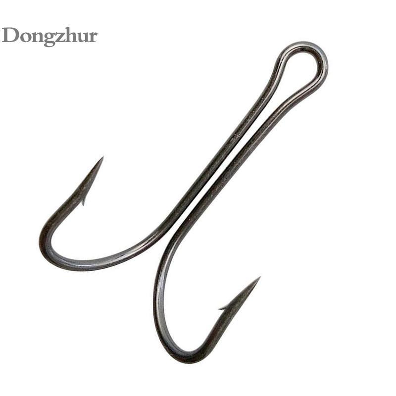 Buy 50pcs Dual Hooks High Carbon Steel Black Fishing Hooks Double Hook ...
